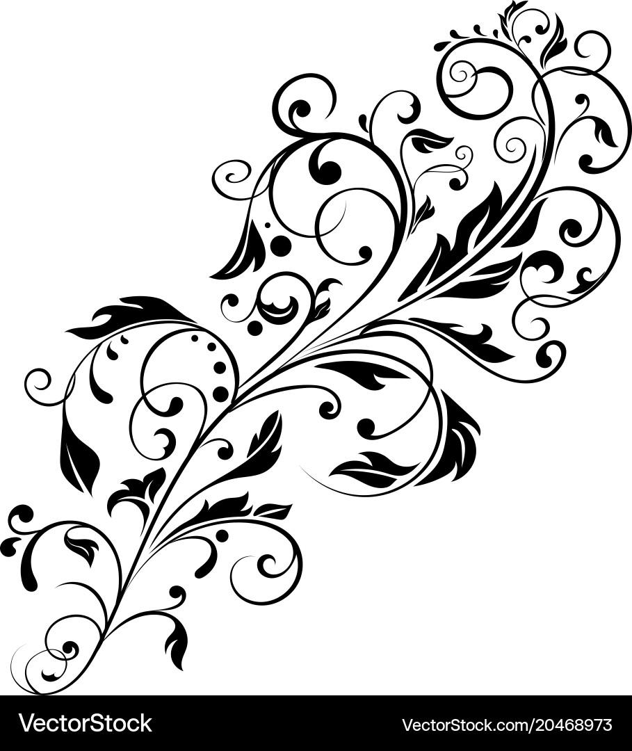 Floral decorative ornament flower branch Vector Image