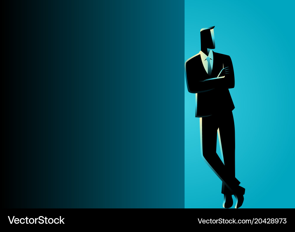 Leaning Businessman Silhouette Royalty Free Vector Image