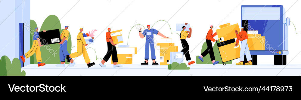 Moving Crew Helping with Home Relocation Vector Image