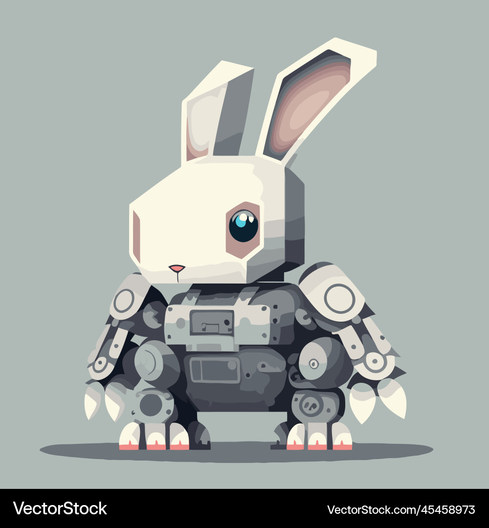 Robot rabbit cyborg character logo mascot Vector Image