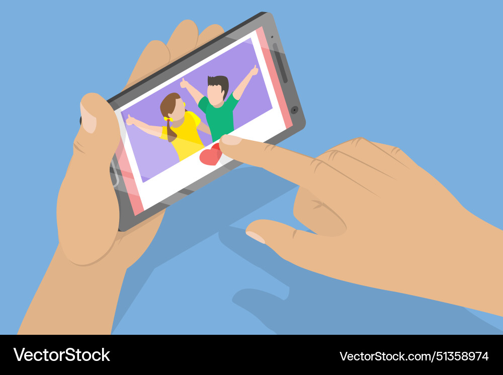3d isometric flat of selfie Royalty Free Vector Image