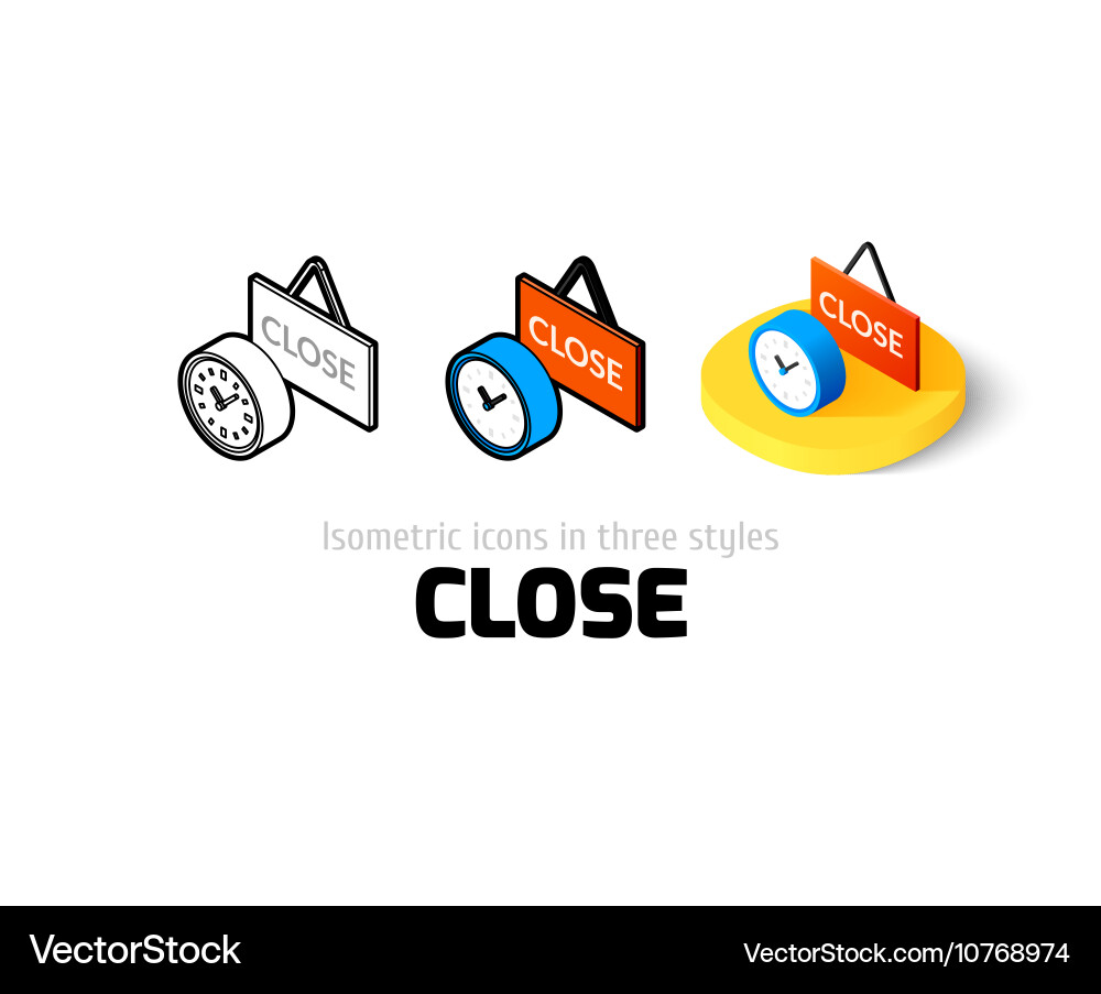 Close icon in different style Royalty Free Vector Image