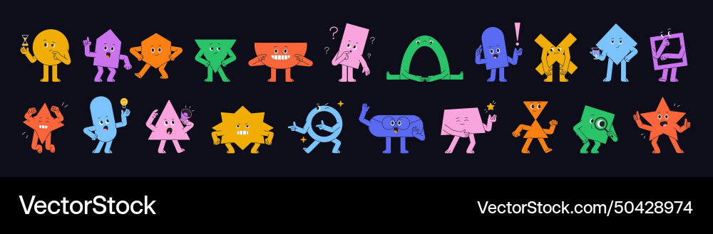 Cute geometric characters set different abstract Vector Image