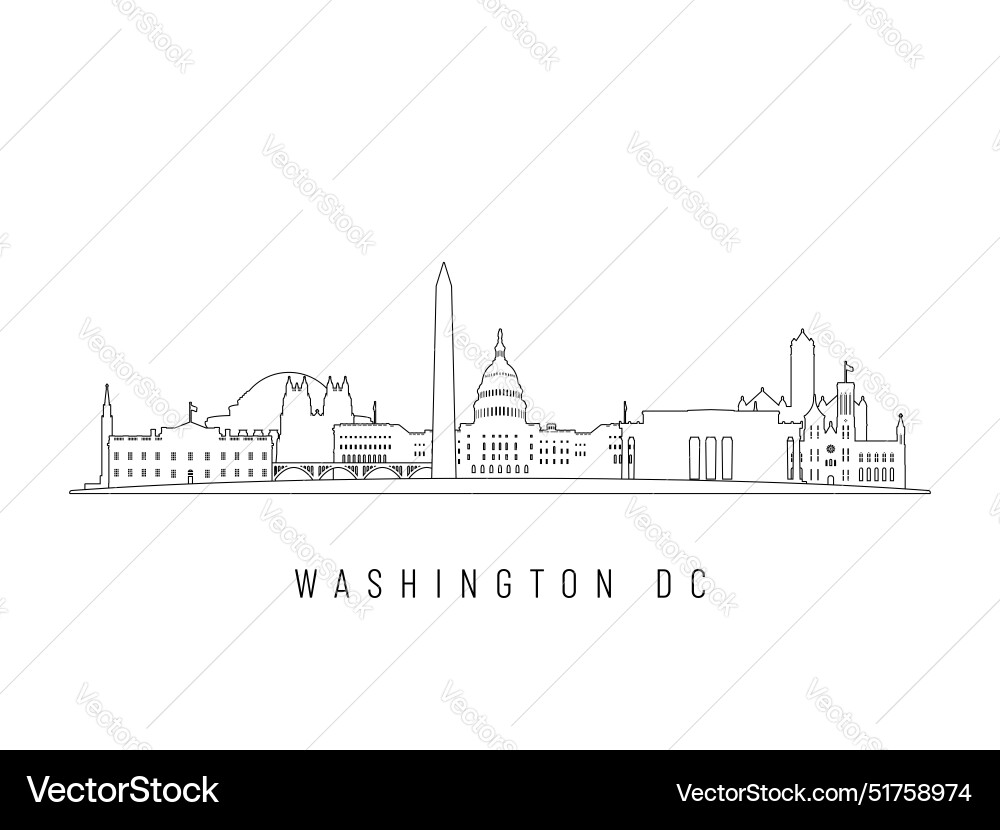 Detailed washington dc skyline Royalty Free Vector Image