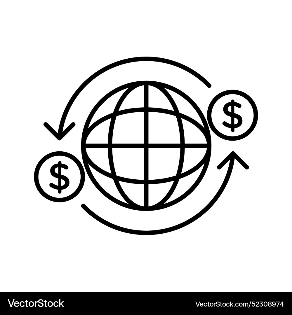 International money transfer icon linear logo Vector Image