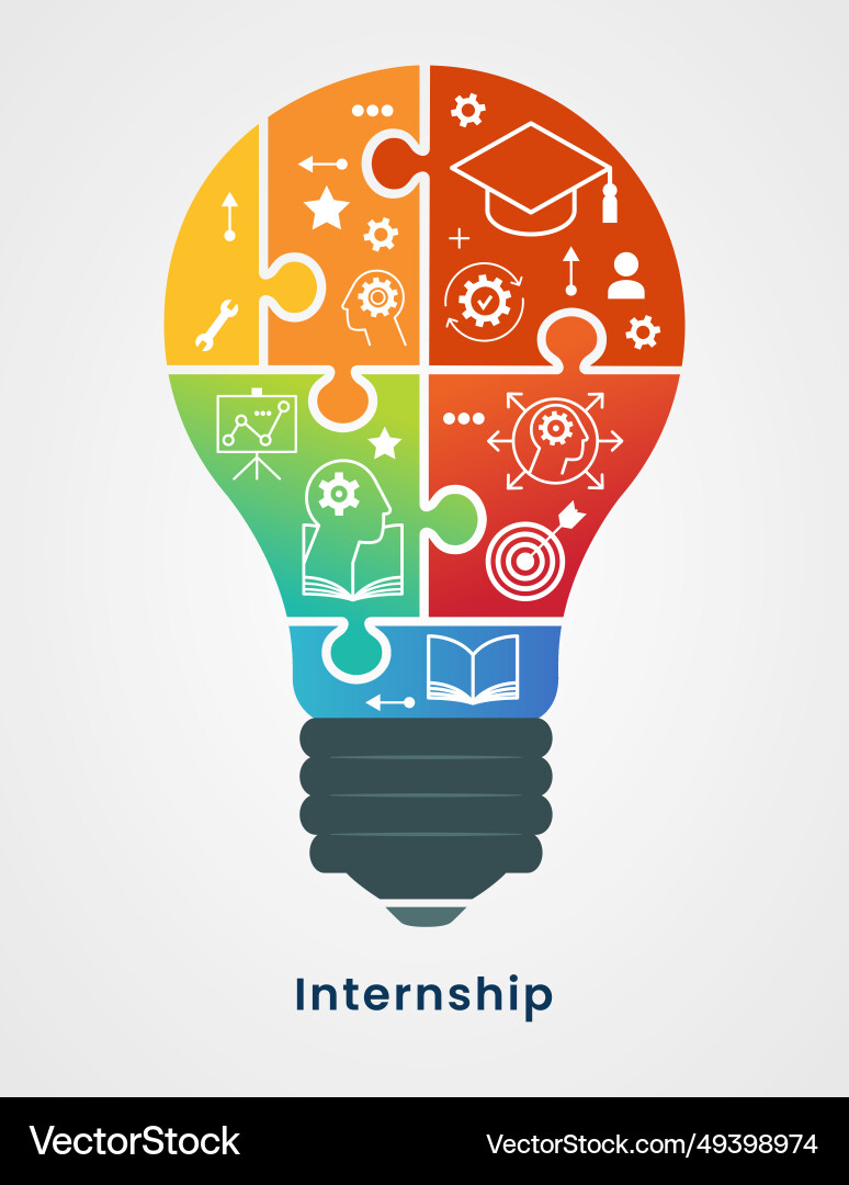 Internship concept light bulb with icons Vector Image