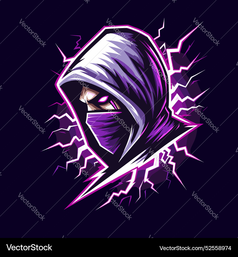Purple design 3 assassin icon 4 Royalty Free Vector Image