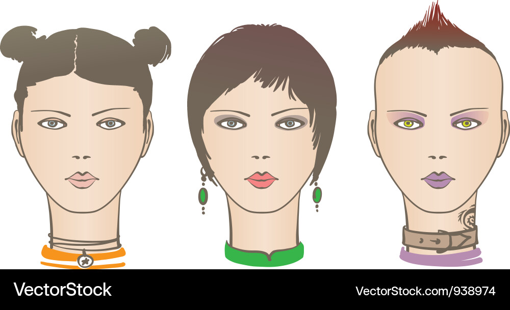 Same face different style Royalty Free Vector Image
