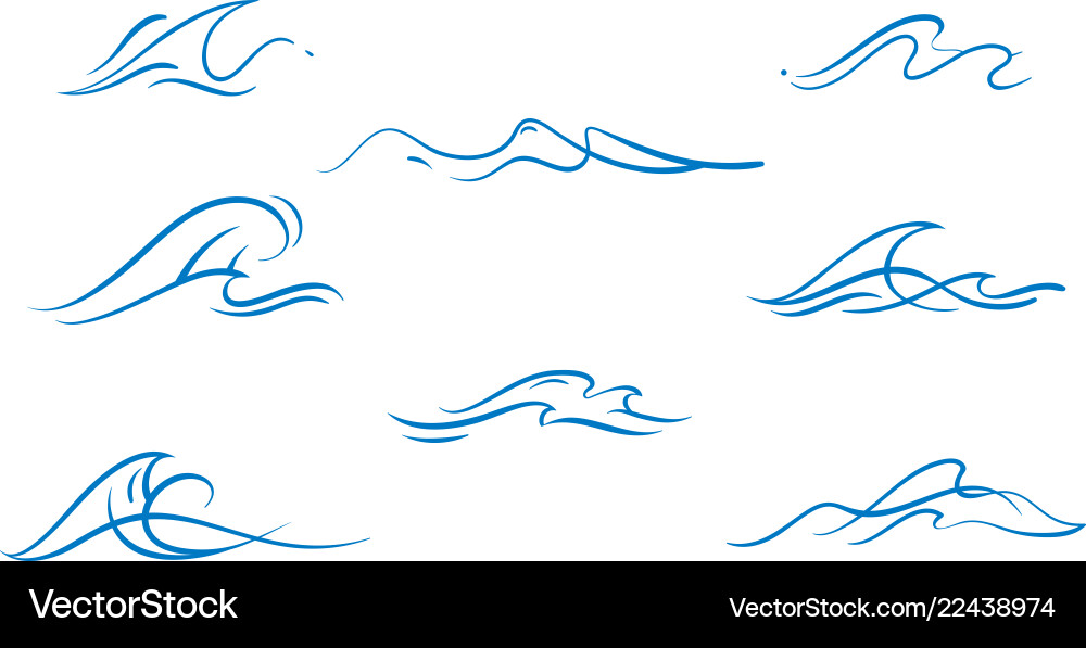 Set of simply dawn ocean waves Royalty Free Vector Image
