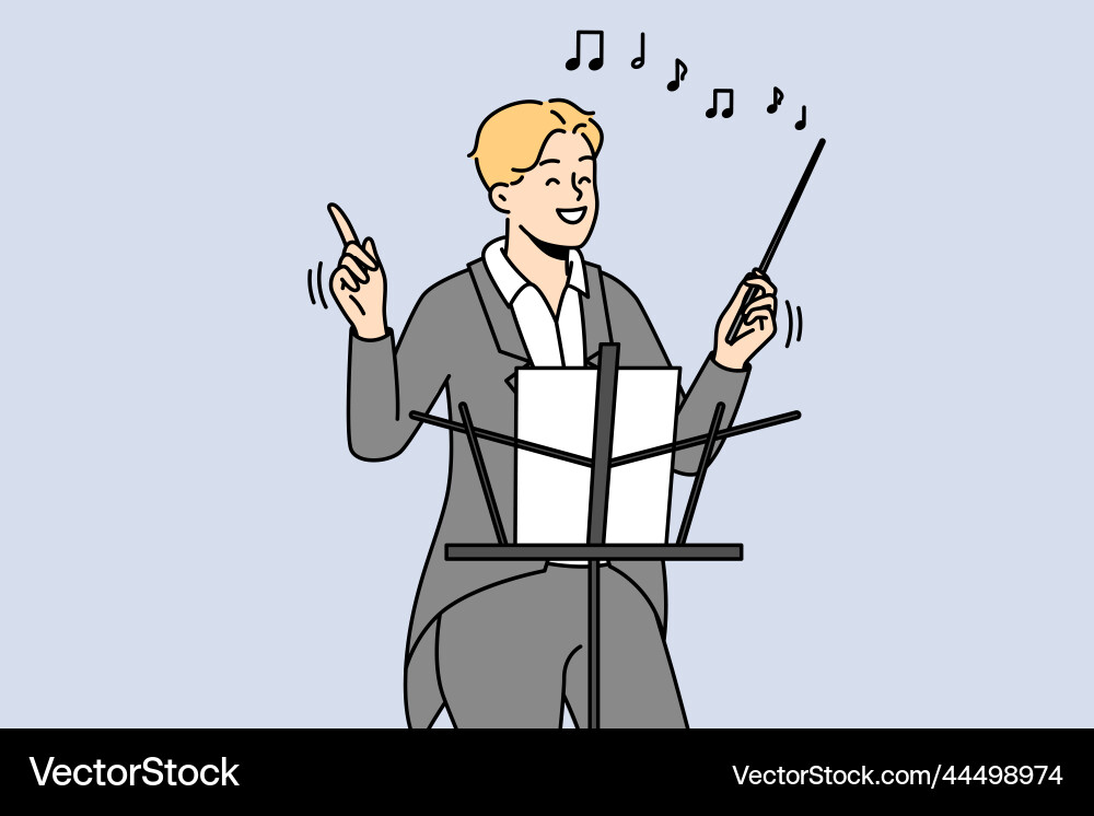 Smiling Male Conductor with Baton Royalty Free Vector Image