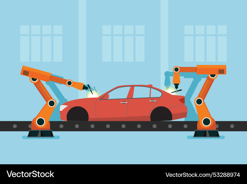 Vehicle production manufacturing processes Vector Image
