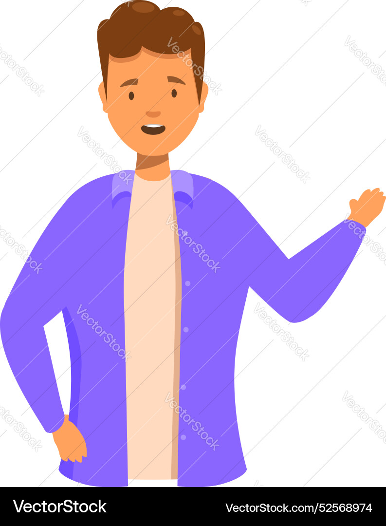 Young man showing something with hand gesture Vector Image