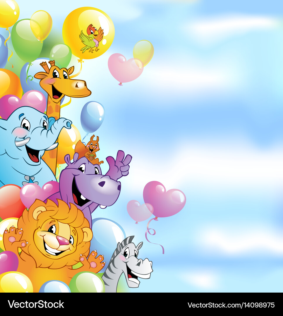 Cartoon animals cheerful background Royalty Free Vector