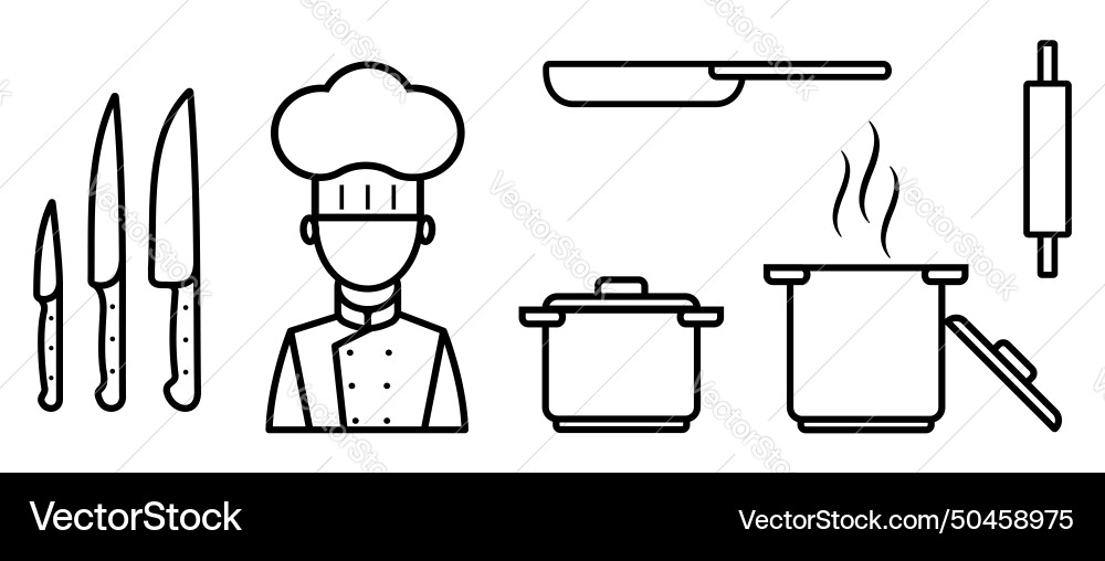 Chef icon set collection of cooking kitchen Vector Image
