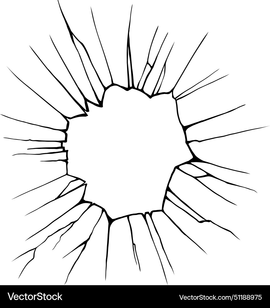 Cracked glass broken window shattered glassy Vector Image