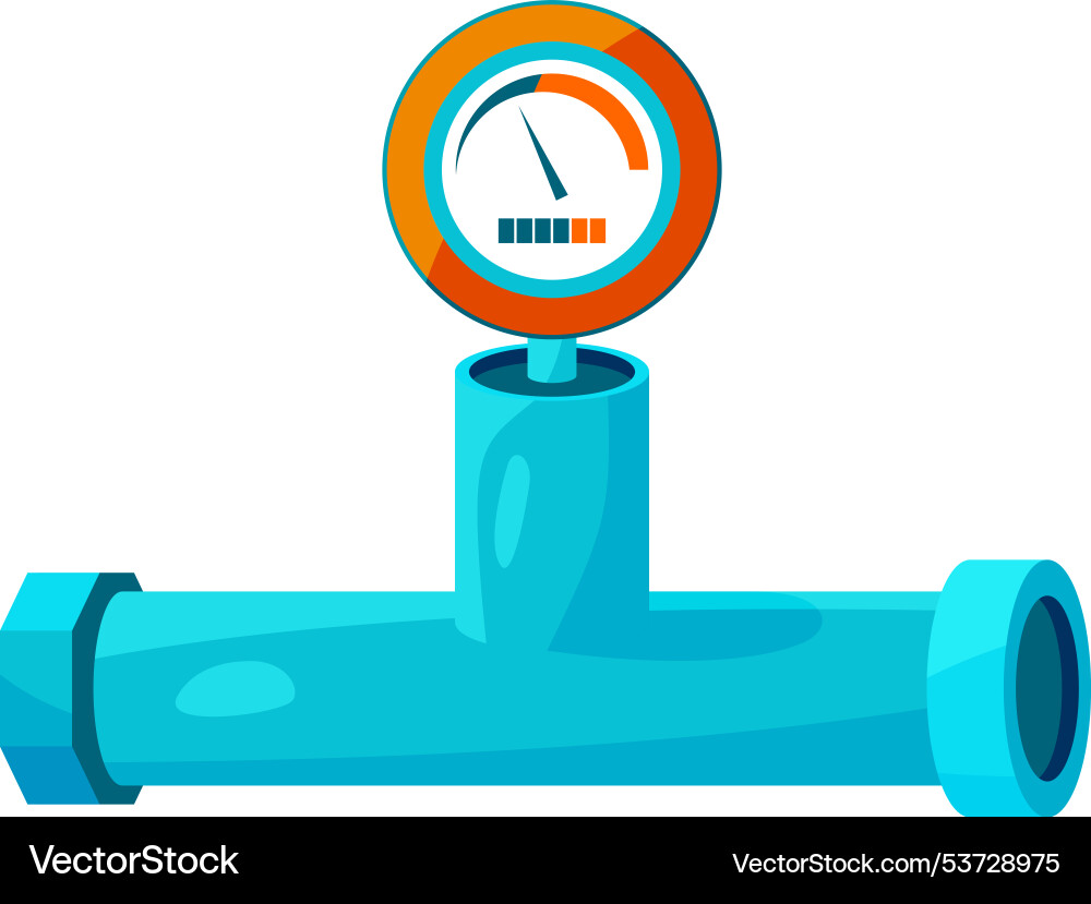 Industrial gauge on blue pipe pressure liquid Vector Image