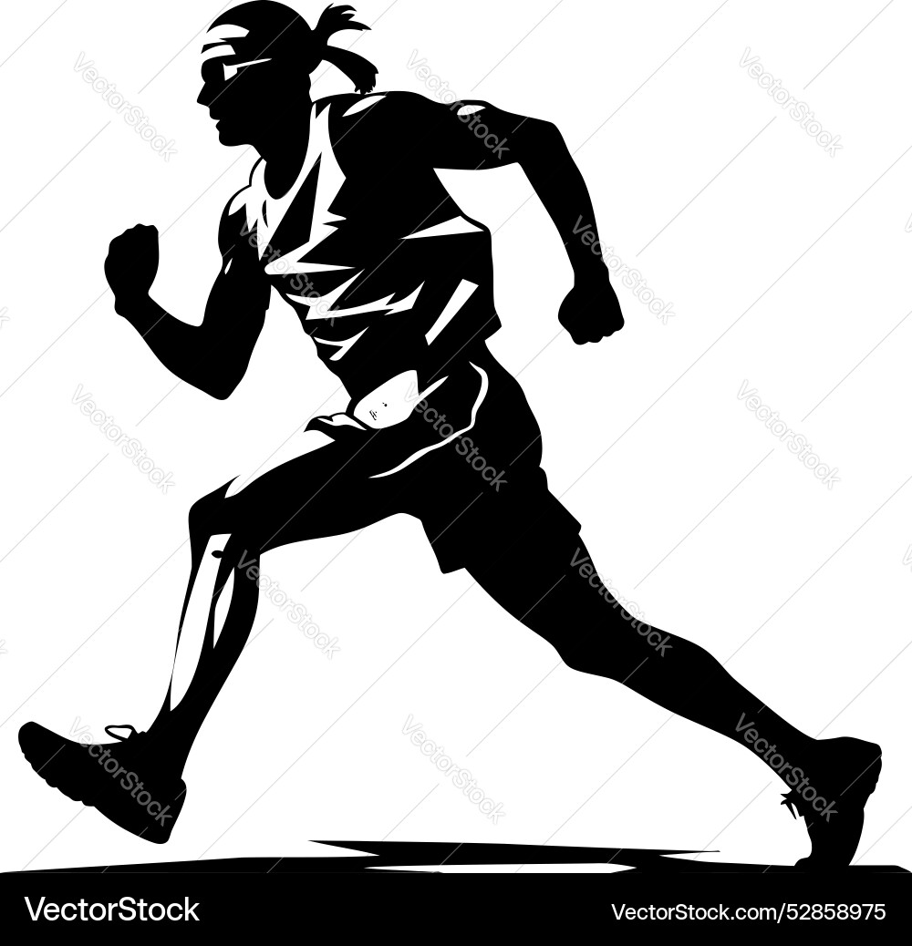 Marathon mastery runner side view iconic emblem Vector Image