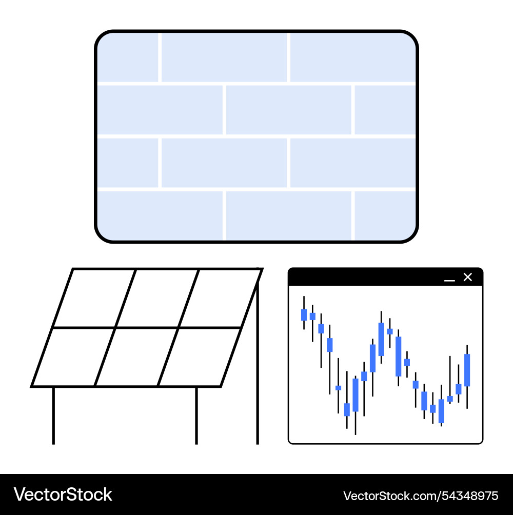 Solar panel data chart and brick wall concept Vector Image