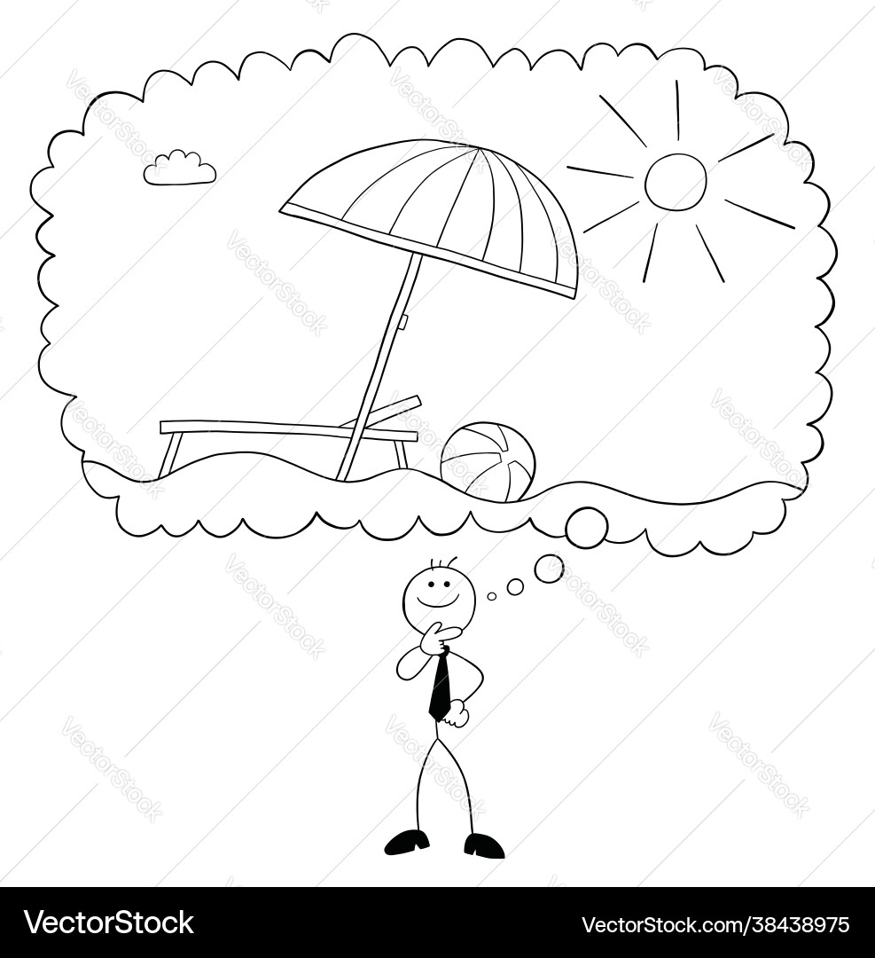 Stickman businessman character dreams going Vector Image