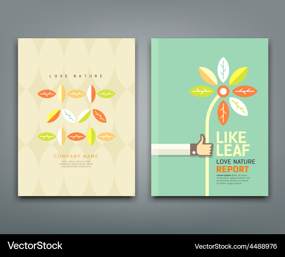 Cover annual report colorful leaf with flower Vector Image