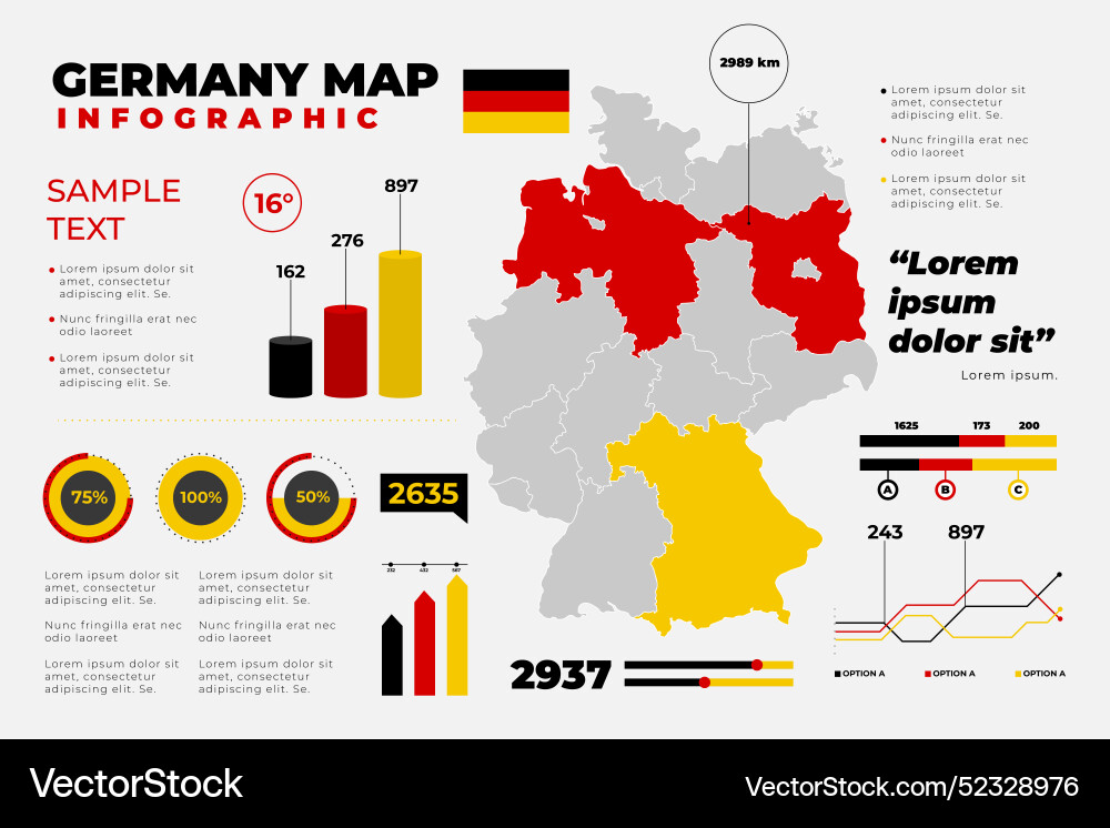 Flat germany map infographic Royalty Free Vector Image