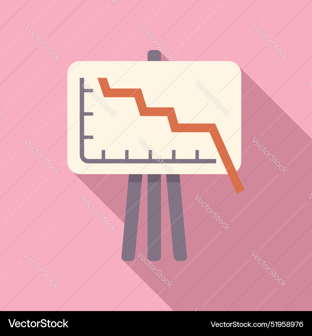 Flip chart showing negative trend line graph on Vector Image