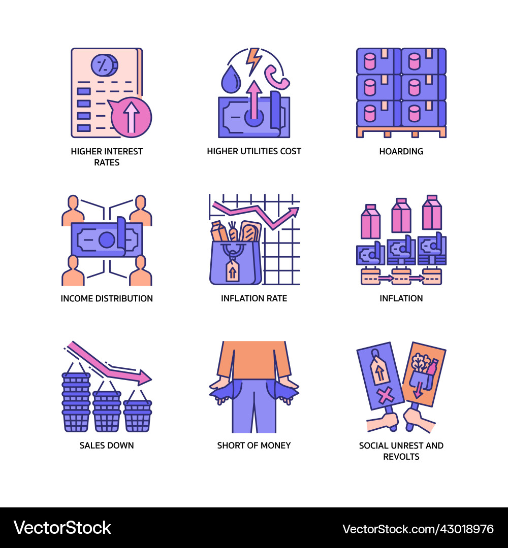 Inflation icon set Royalty Free Vector Image - VectorStock