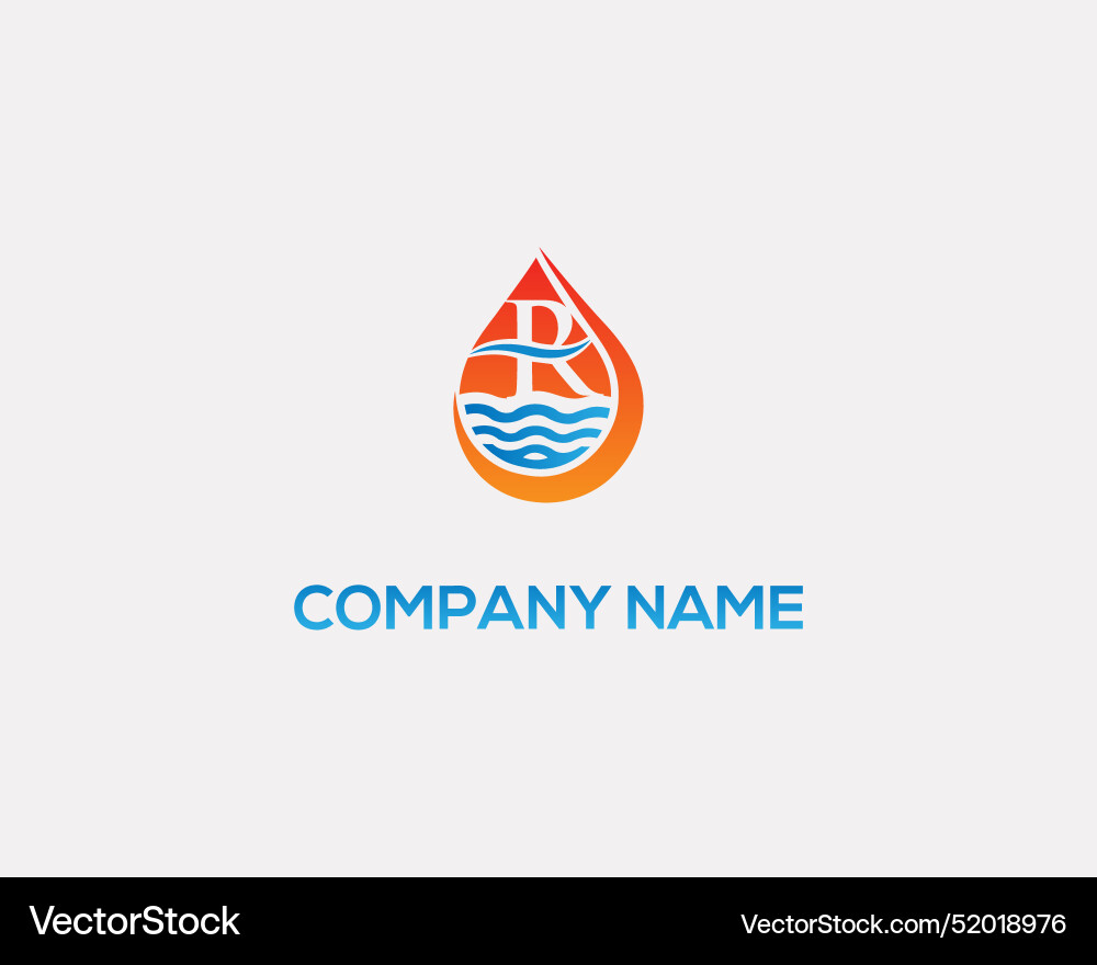 Letter r water drop logo design Royalty Free Vector Image
