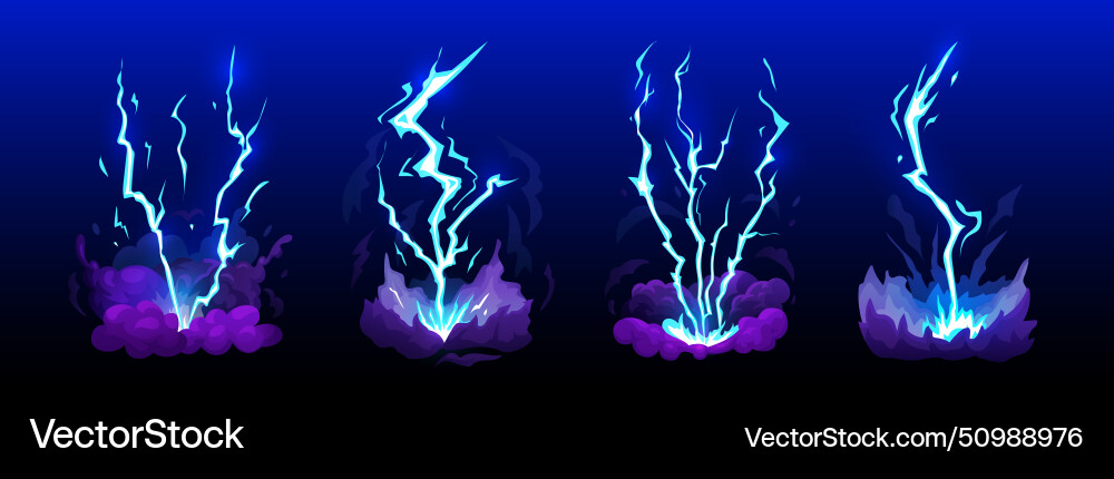Lightning effect thunder light sparks hit strike Vector Image