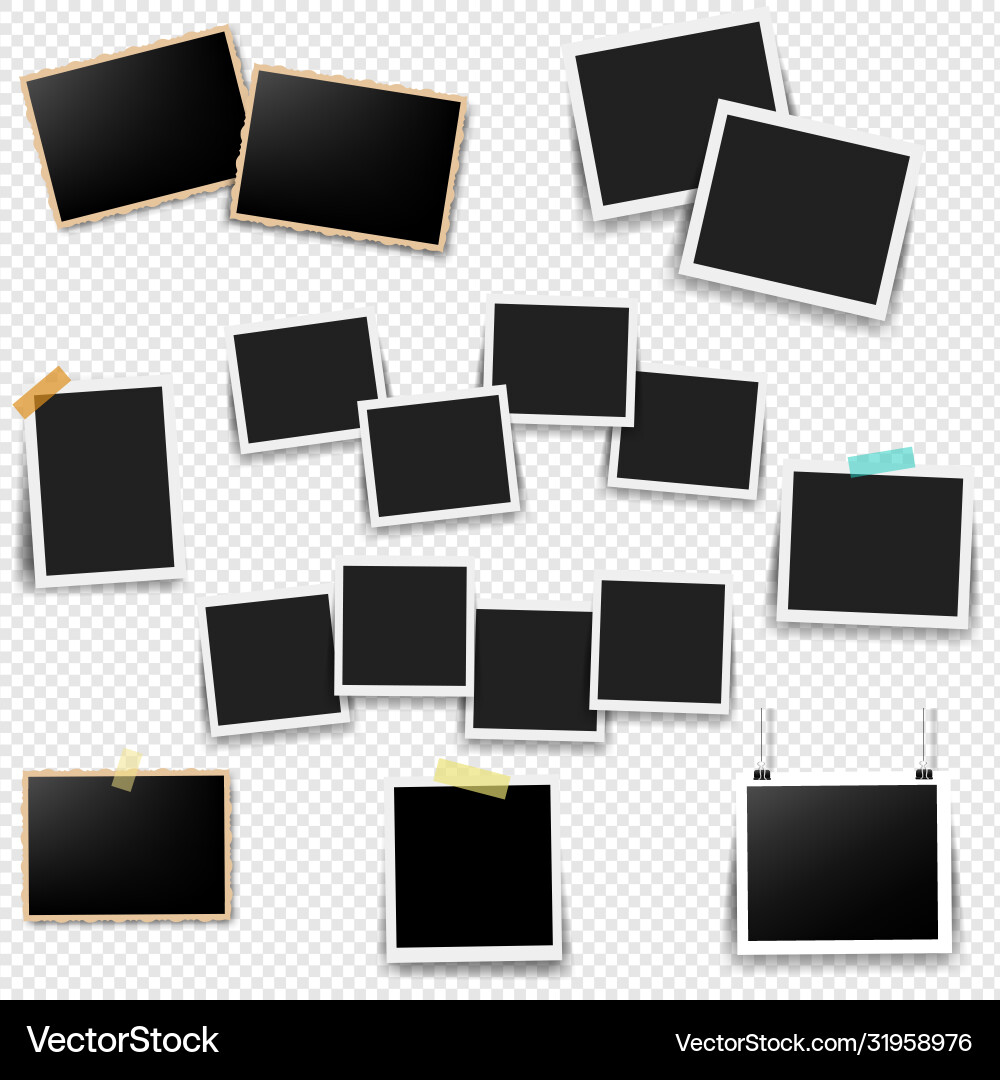 Photo frame set with transparent background Vector Image