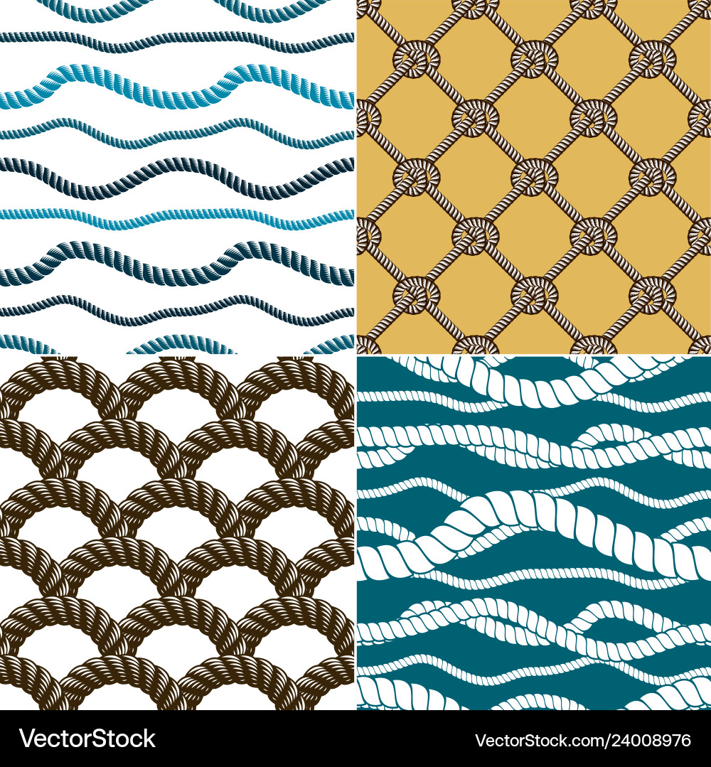 Seamless patterns rope woven set abstract Vector Image