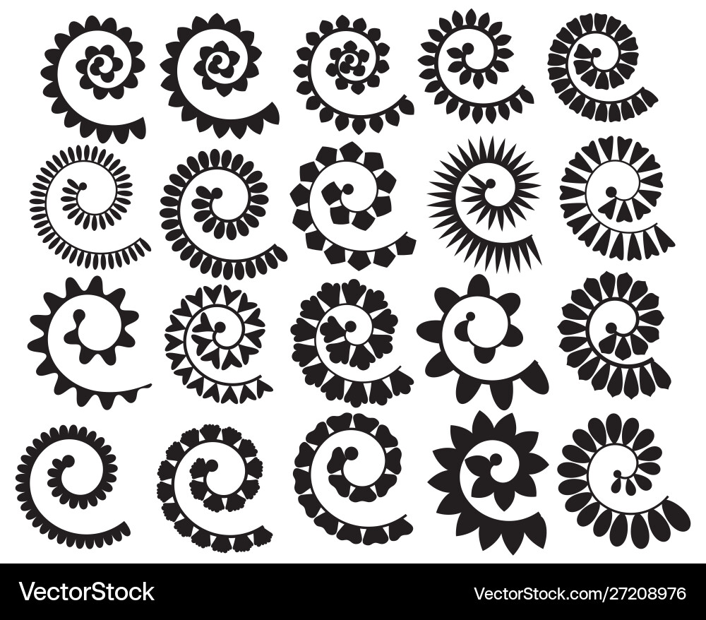 Set rolled flowers collection paper flower Vector Image