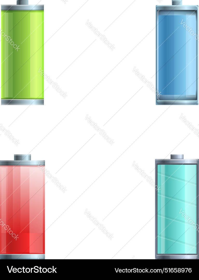 Various battery icons set cartoon Royalty Free Vector Image