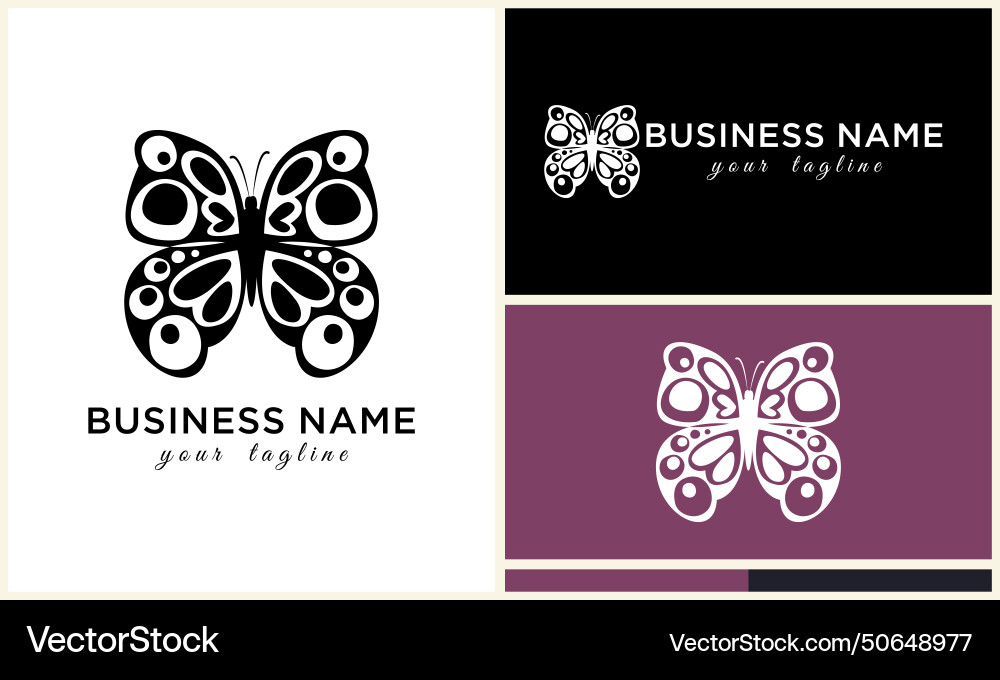 Butterfly line logo template Royalty Free Vector Image