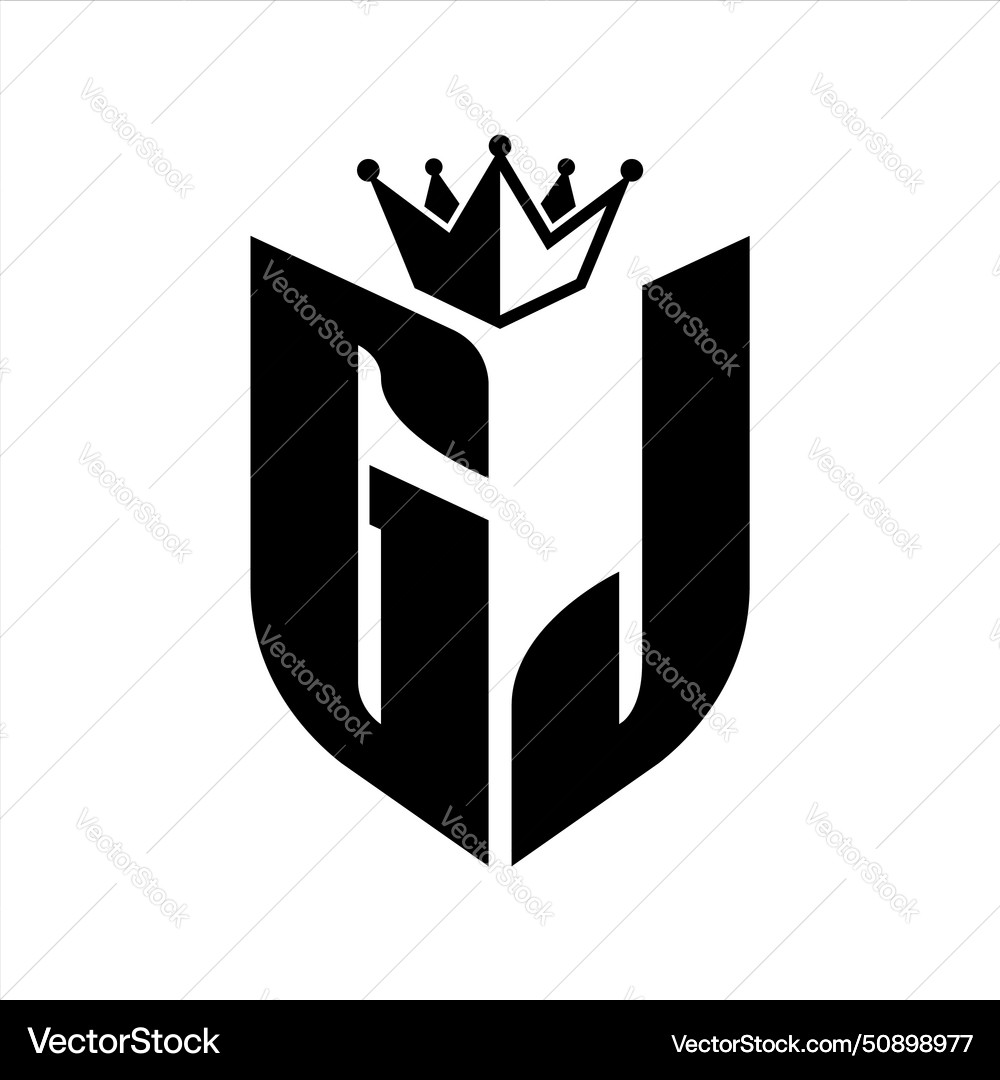 Gj letter monogram with shield shape crown Vector Image