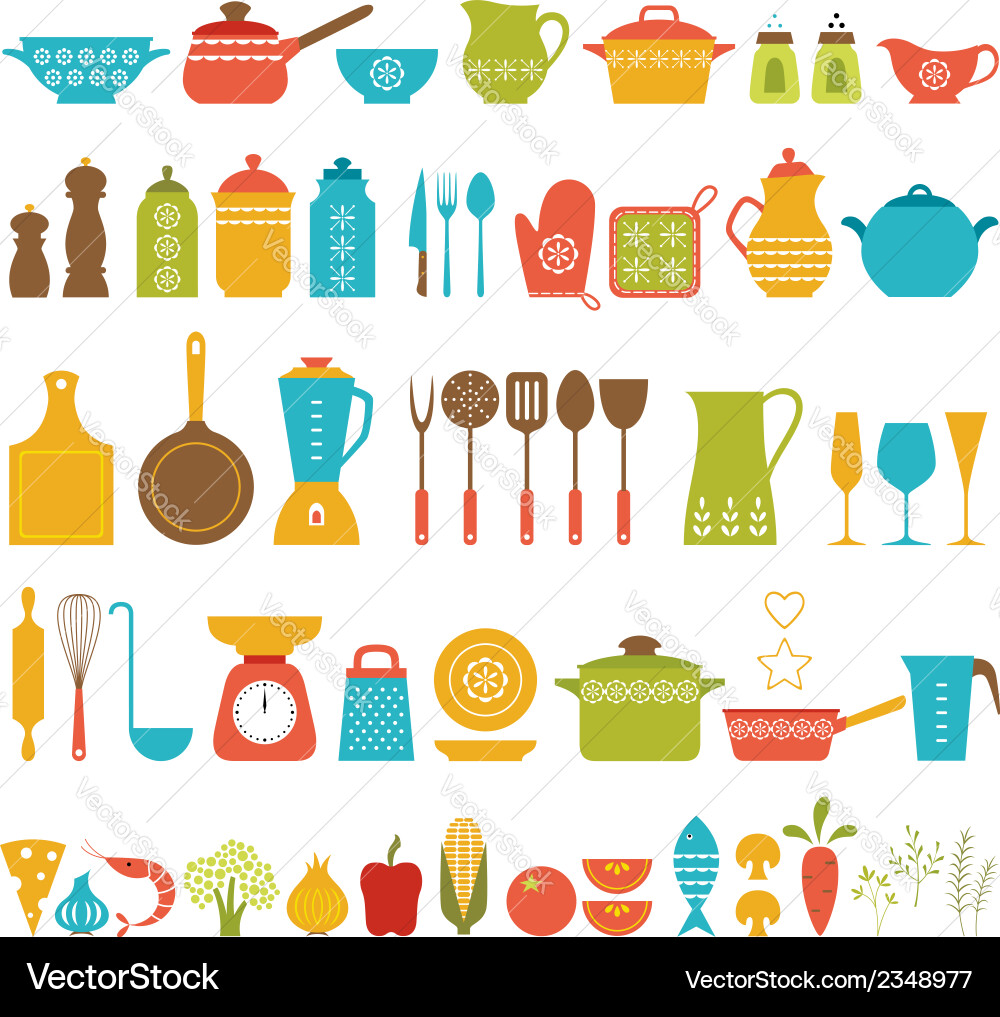 Kitchen set Royalty Free Vector Image - VectorStock