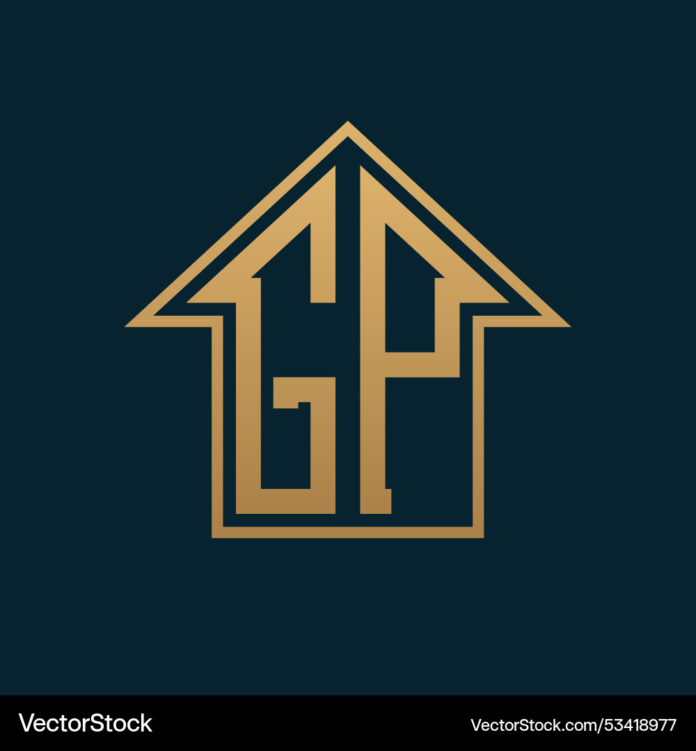 Luxury gp house logo - elegant gold letter Vector Image