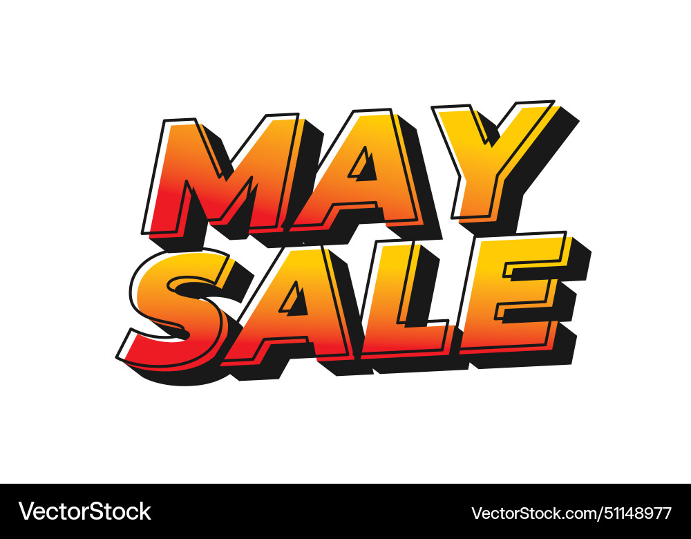May sale text effect in 3 dimensions style Vector Image