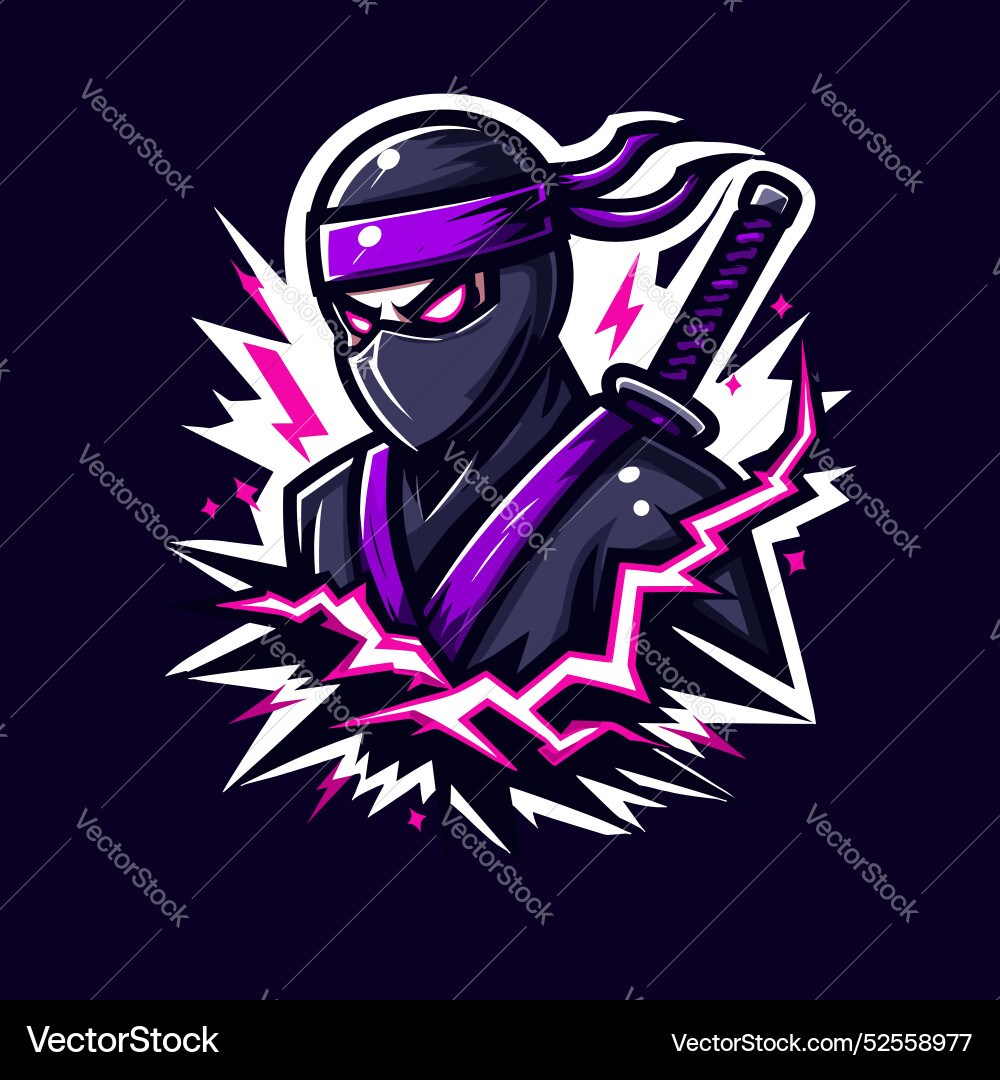 Purple design 3 ninja icon 6 Royalty Free Vector Image