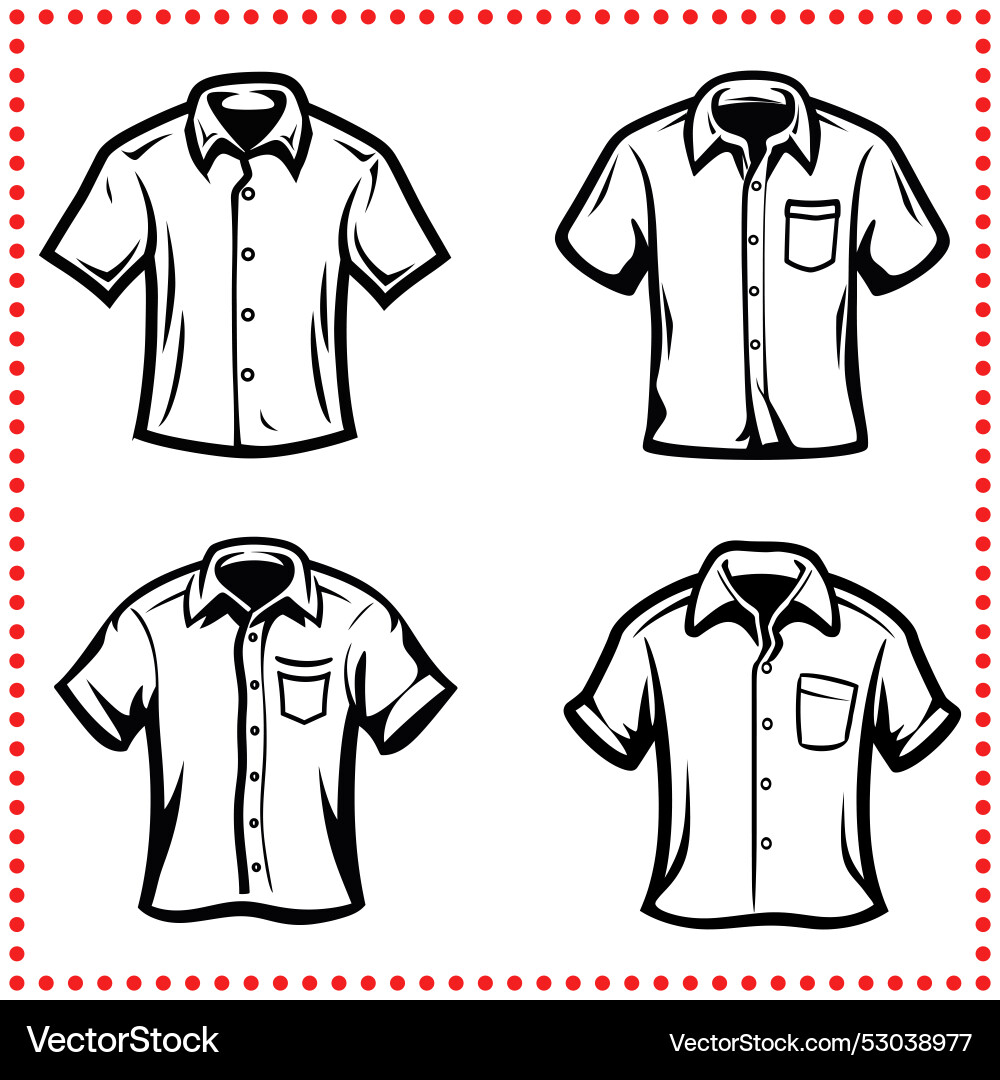 Stylized button up shirts with short sleeves Vector Image