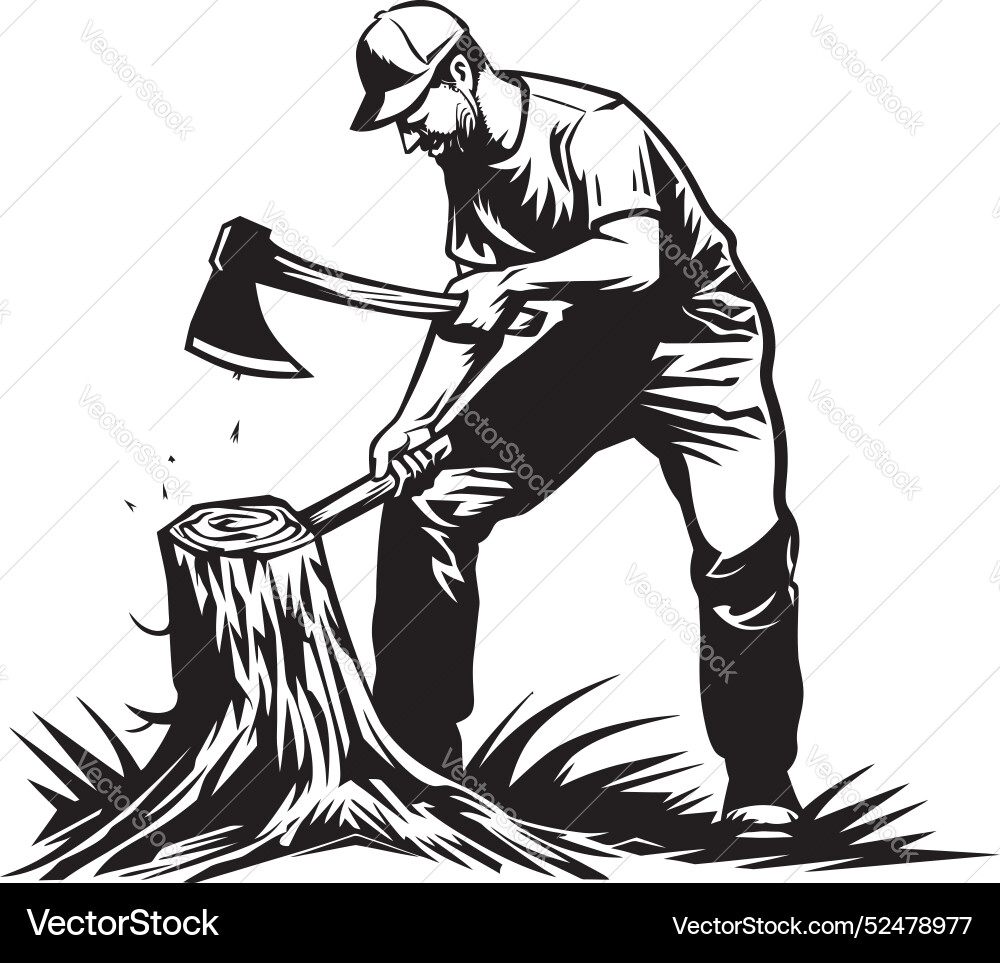 Tree cutting maestro iconography lumberjack Vector Image