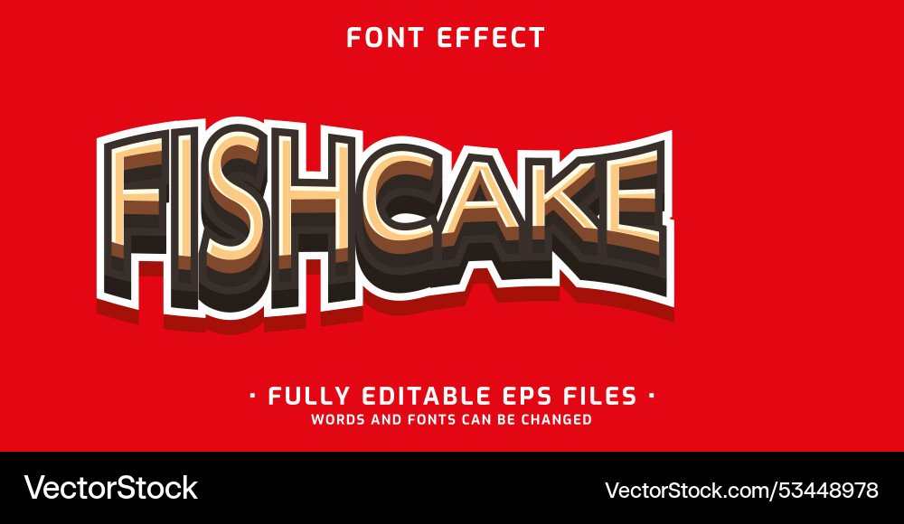 3d embossed text effect with fish shape for food Vector Image