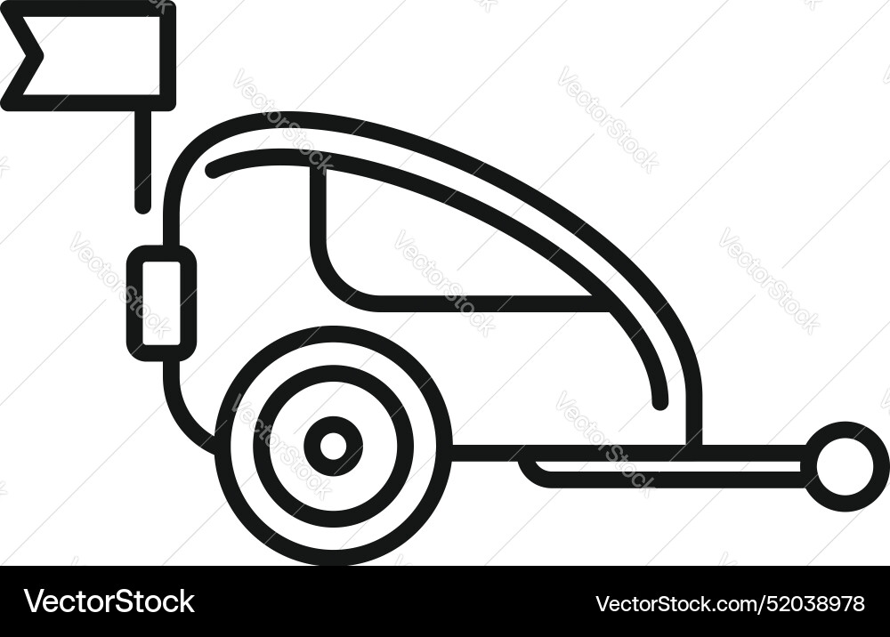 Bicycle trailer with flag icon outline style Vector Image