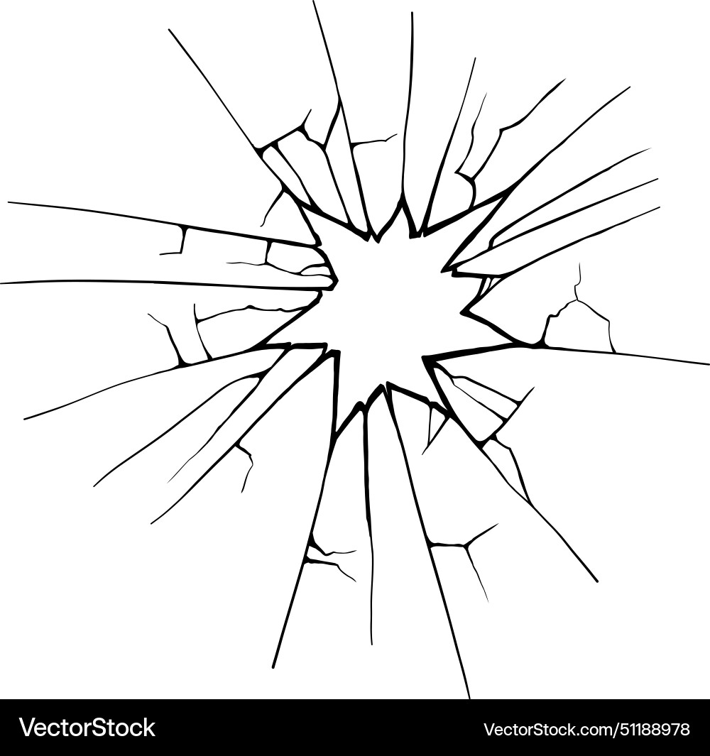 Cracked glass broken window shattered glassy Vector Image