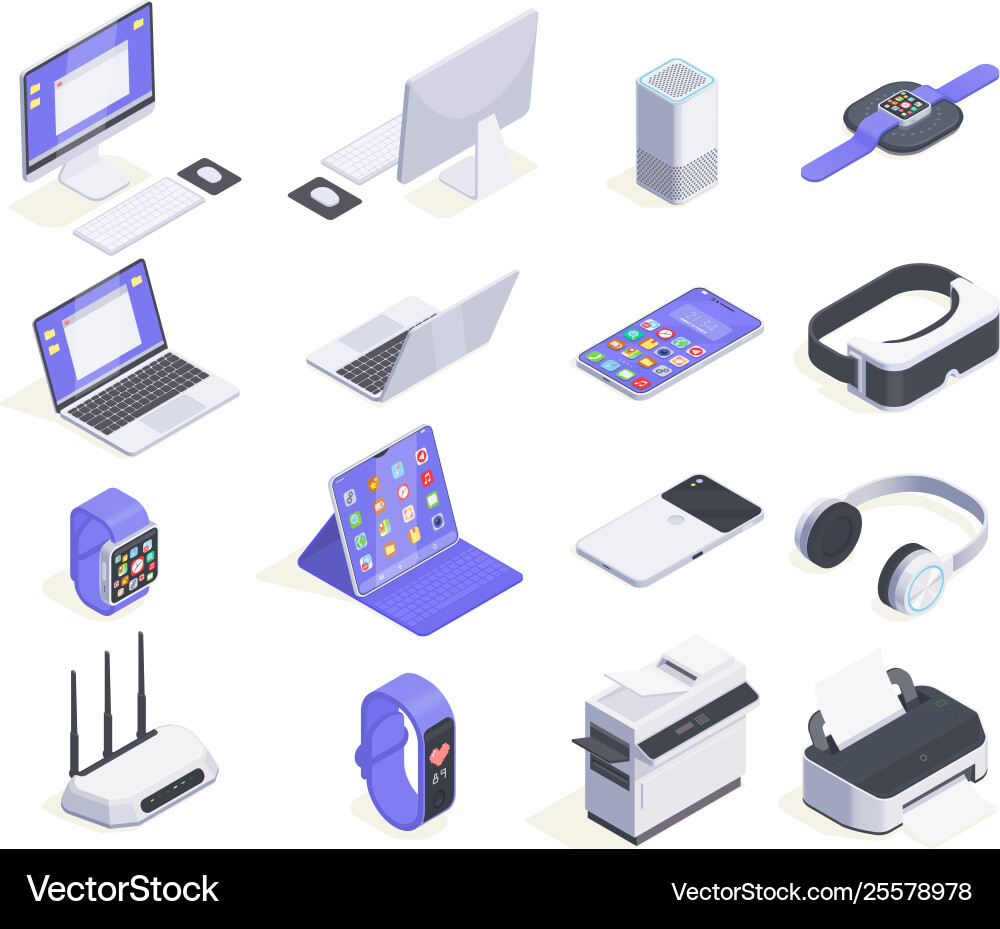 Electronic accessories icon set Royalty Free Vector Image