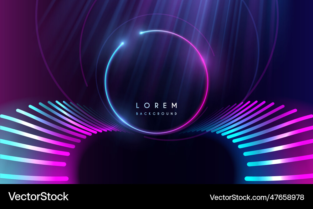Neon Light Lines & Ring Background Royalty Free Vector