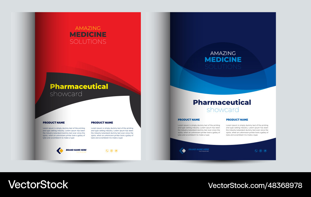 Pharmaceutical showcard cover design template Vector Image