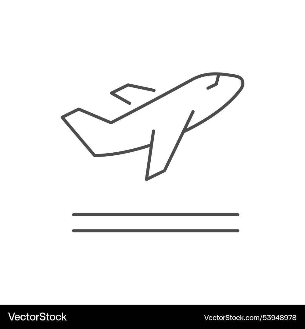 Plane takeoff line outline icon Royalty Free Vector Image