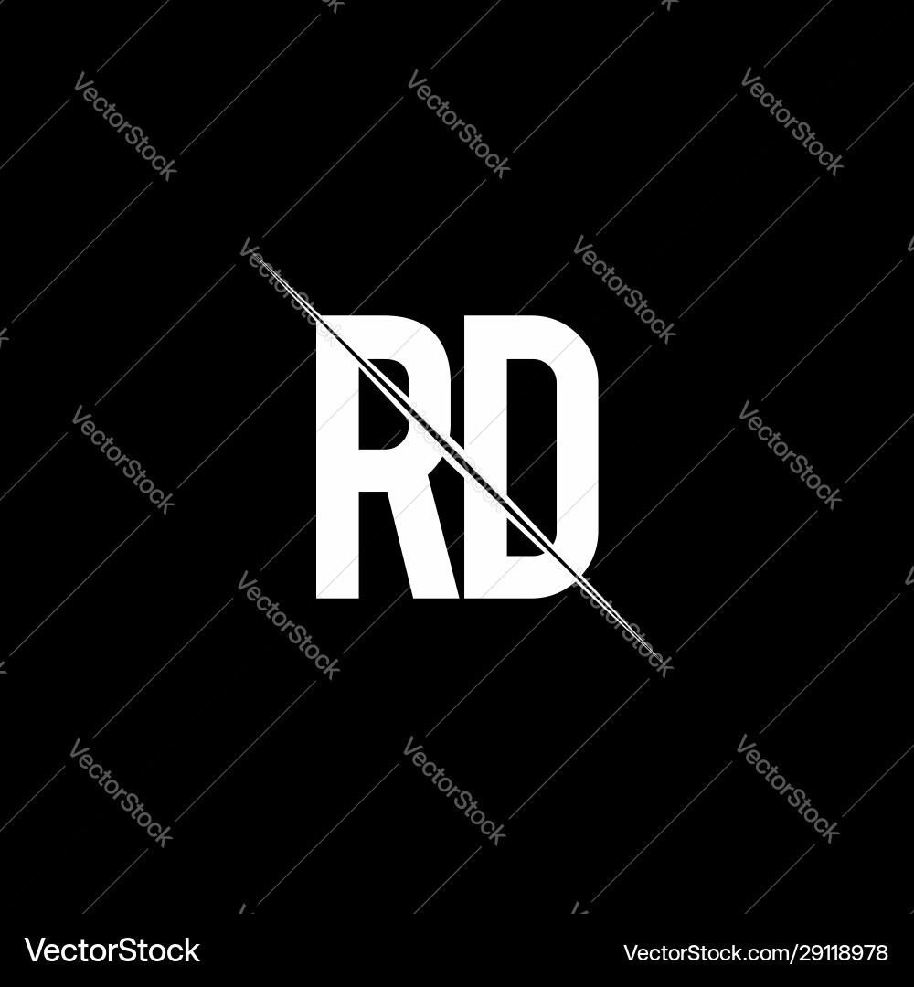 Rd logo monogram with slash style design template Vector Image