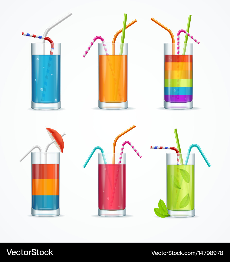 Realistic cocktail glass template drink set Vector Image